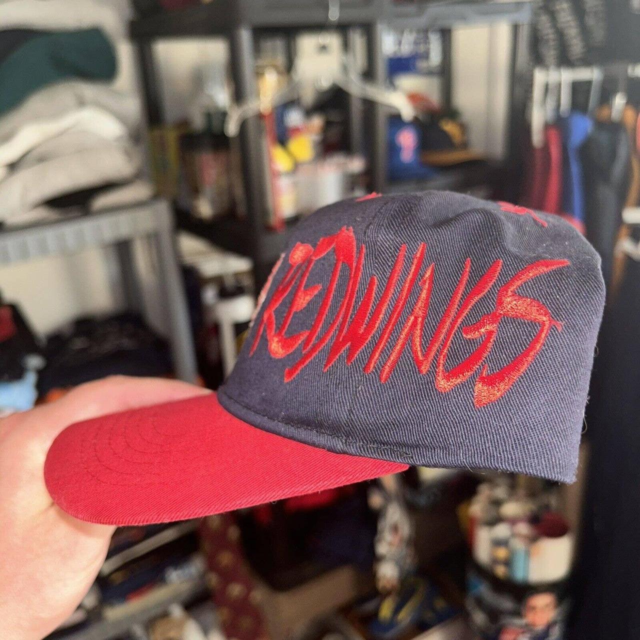 Vintage 90s Detroit Red Wings Script Logo Snapback Hat. - Depop