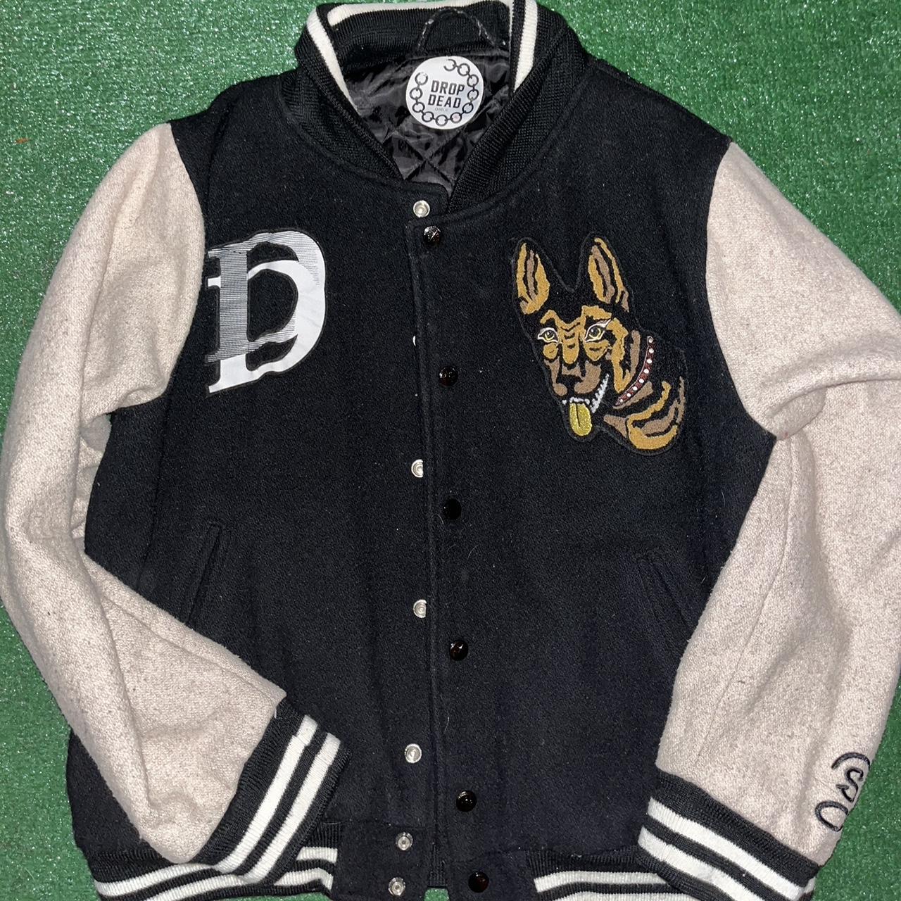 Drop Dead Varsity Jacket Size M/S - Depop