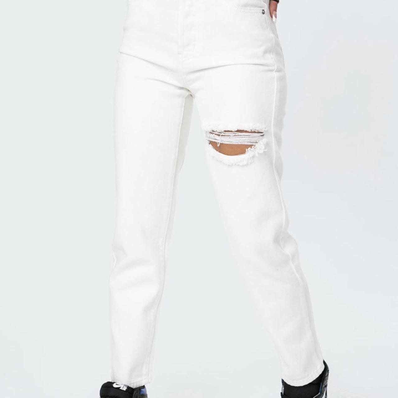 edikted white ripped jeans - nwt - size M but can... - Depop