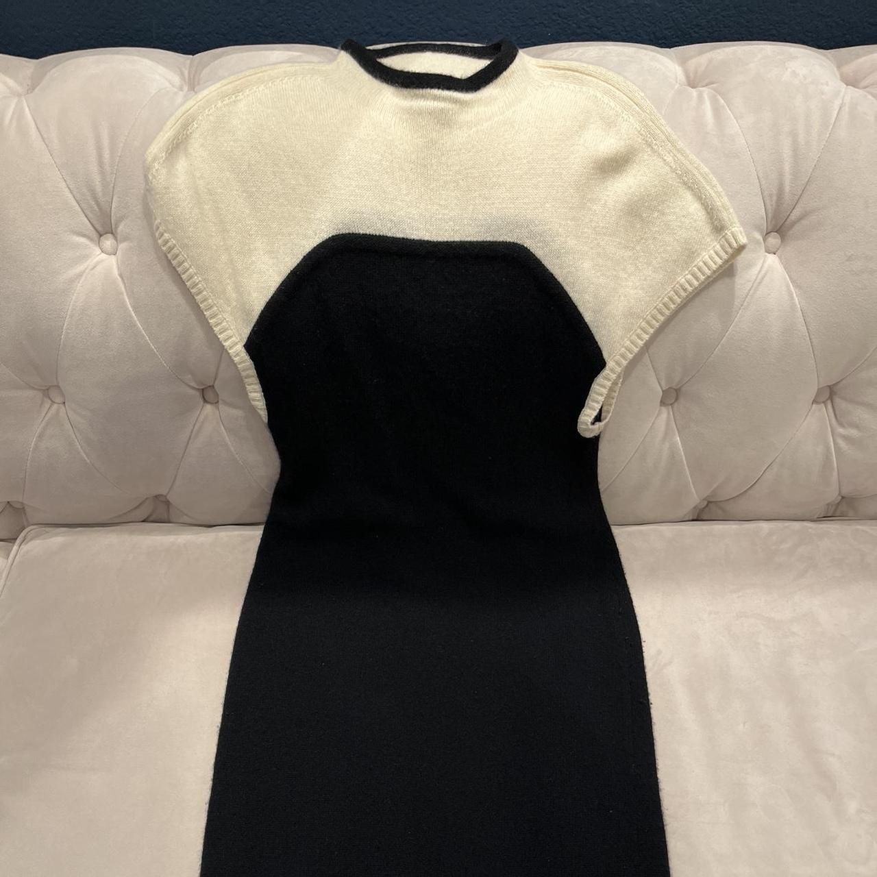 Women's Black and Cream Dress | Depop