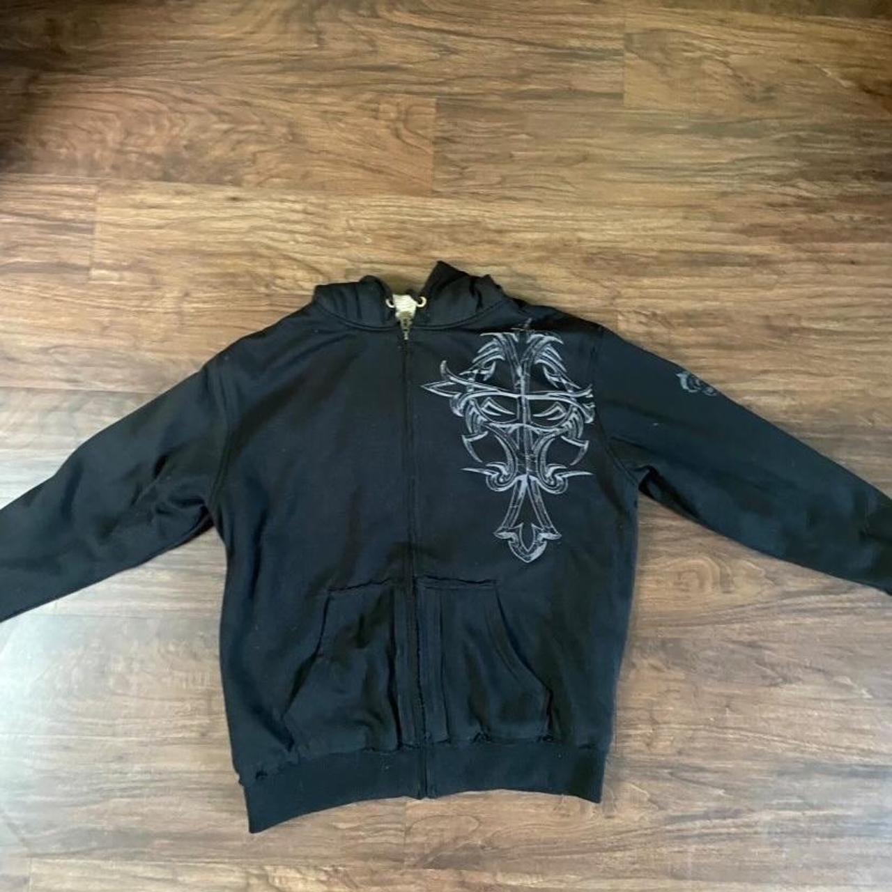 2000s Affliction cross zip up ‘avalon collection’... - Depop