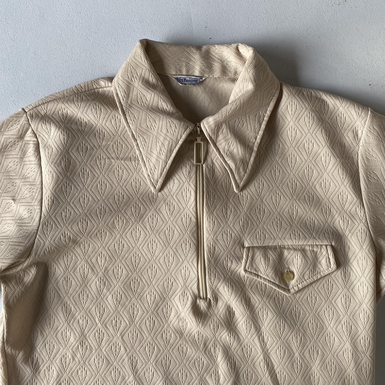True Vintage 60s 70s Dagger Collar Quarter zip polo... - Depop