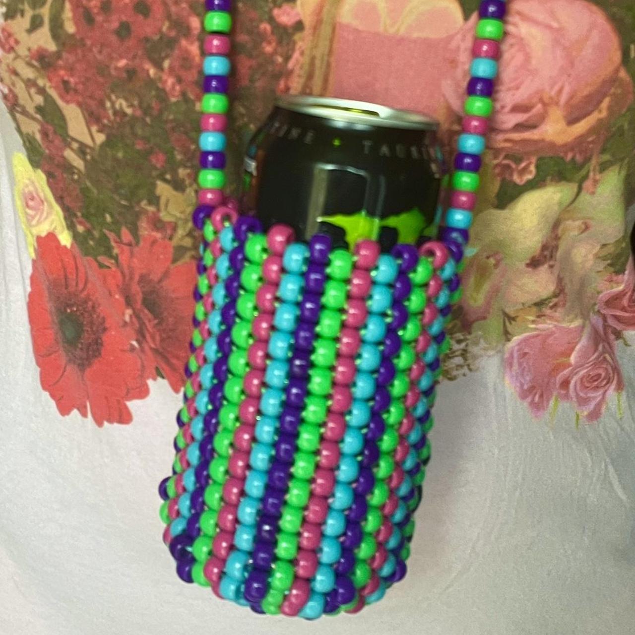 blue purple pink and green kandi cup holder... | Depop