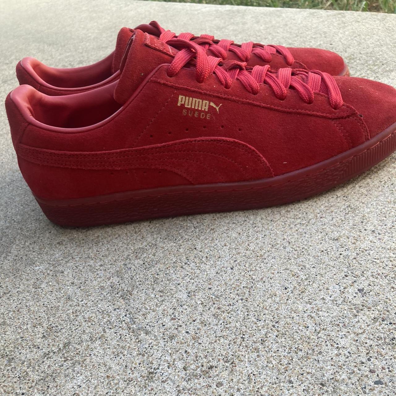 Red Puma Suede Sneakers - Depop