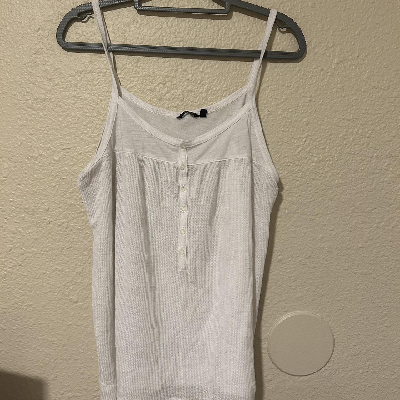 White Button tank top! ️ kinda see through but super... - Depop