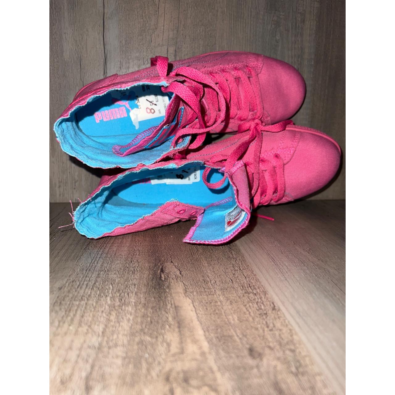 Womens Puma First Round Safari Pink Canvas High Top... - Depop
