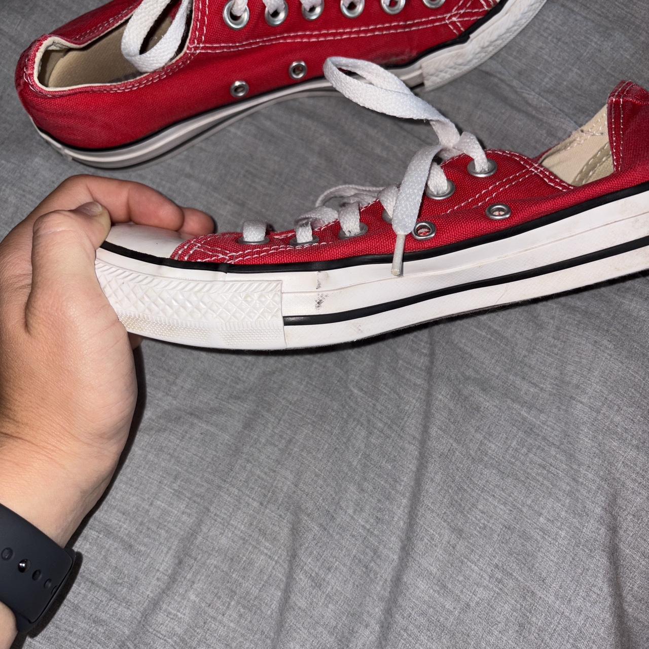 Red and white Converse Chuck Taylor’s red and... | Depop