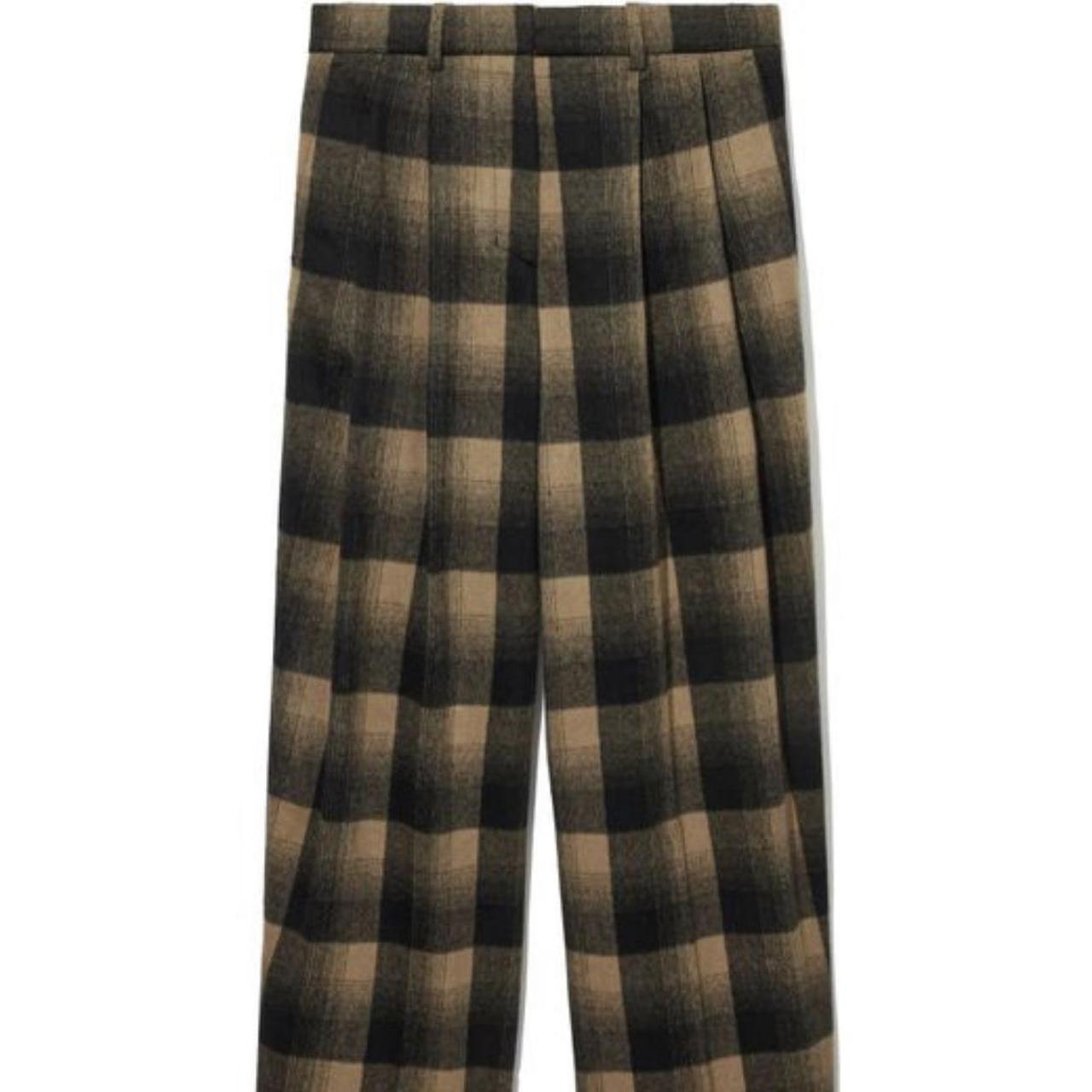 COS WIDE-LEG CHECKED WOOL-BLEND PA, US 8 New with... - Depop