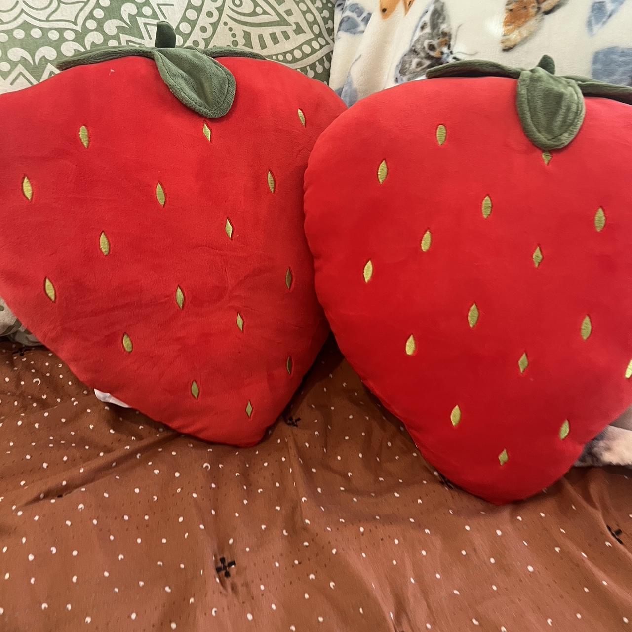2 New Red Strawberry Pillow Set #pillows... - Depop