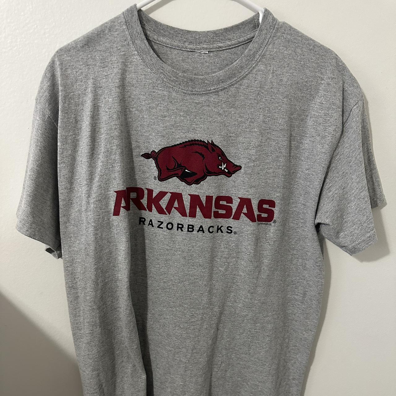 Vintage Arkansas Razorback Tee Grey & Red No tag,... - Depop