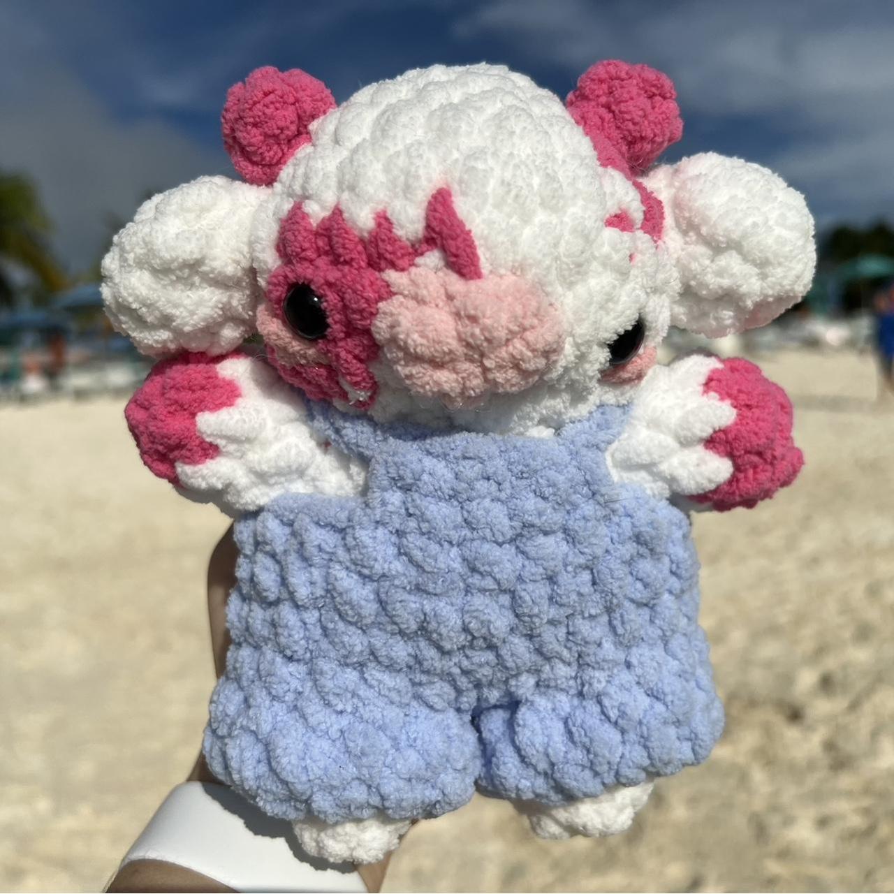 Handmade pink cow plush with overalls! This is a... - Depop