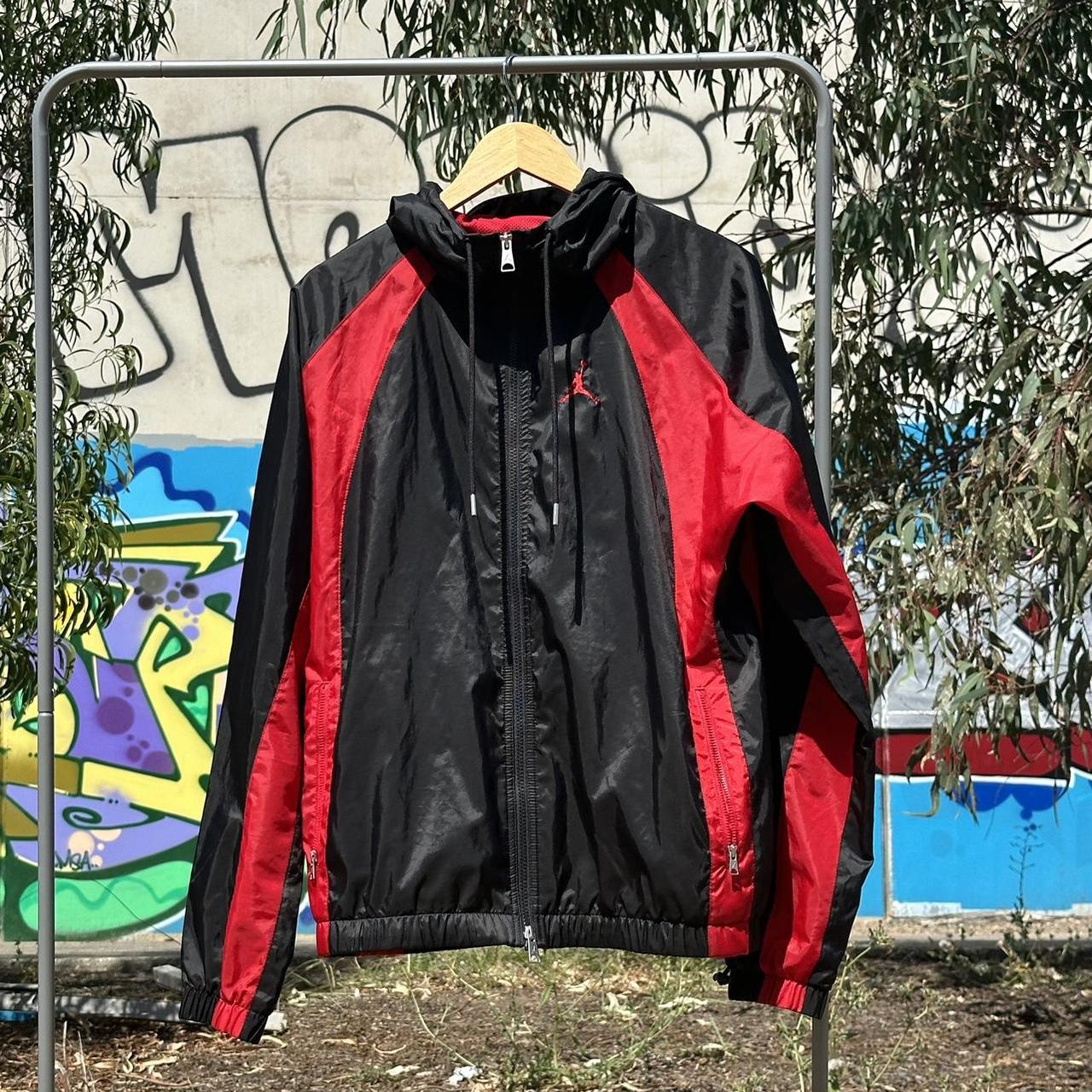 Jordan Zip-Up Windbreaker red & black colourway... - Depop
