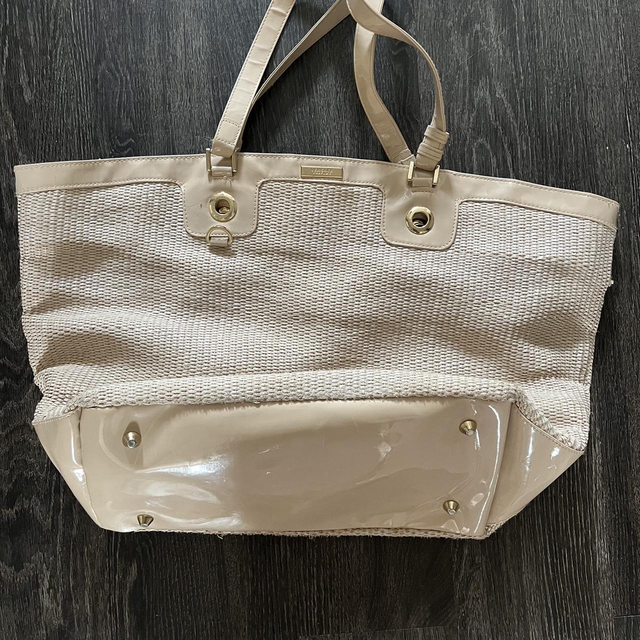 Versace tote bag large Cream patent and woven canvas - Depop