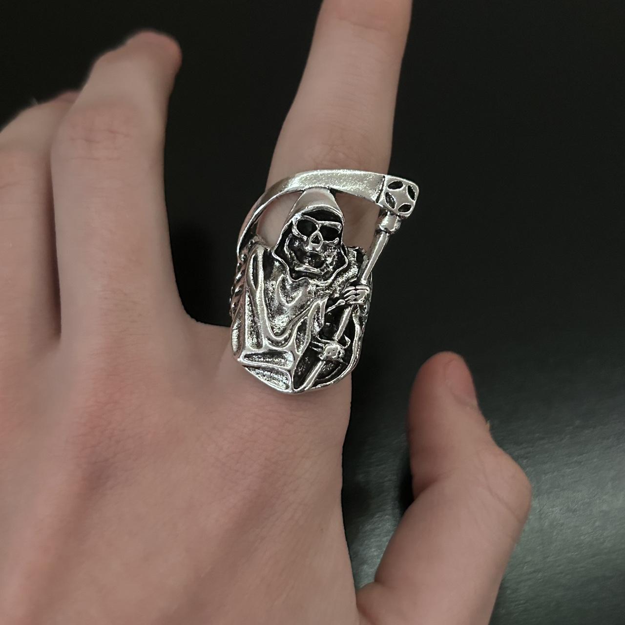 grunge silver reaper y2k ring. Super cool and rare.... - Depop