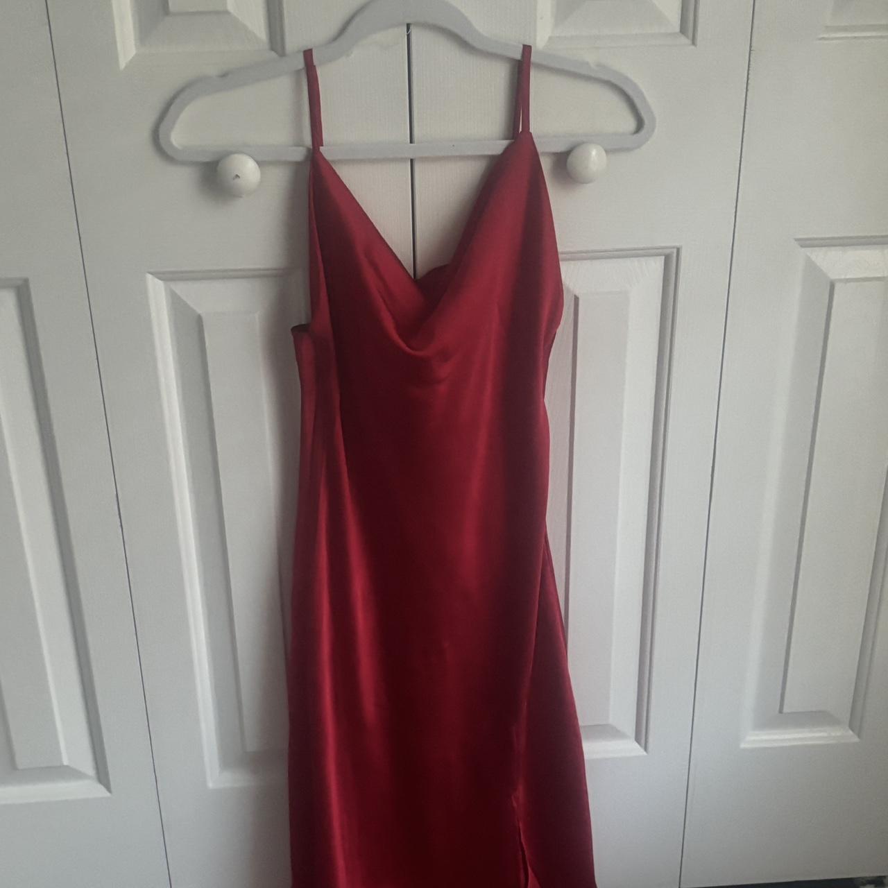 long red silk dress super cute !!! adjustable... - Depop