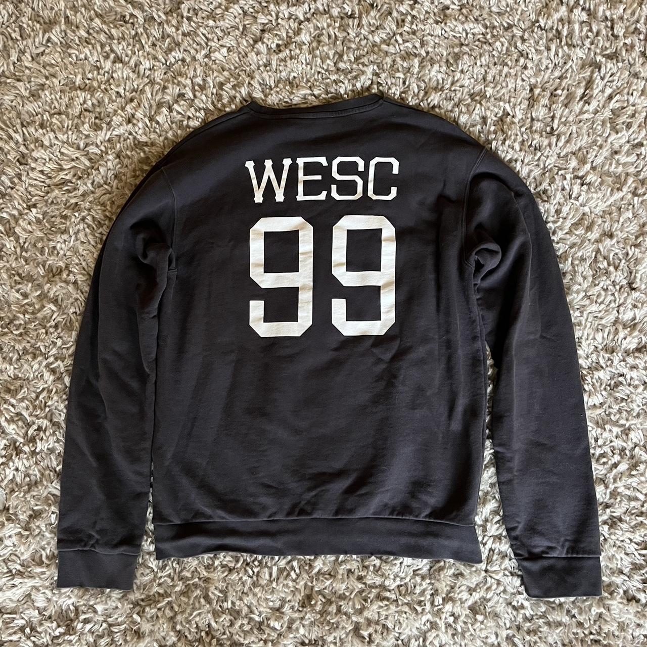 WeSC Men's Grey and White Sweatshirt | Depop