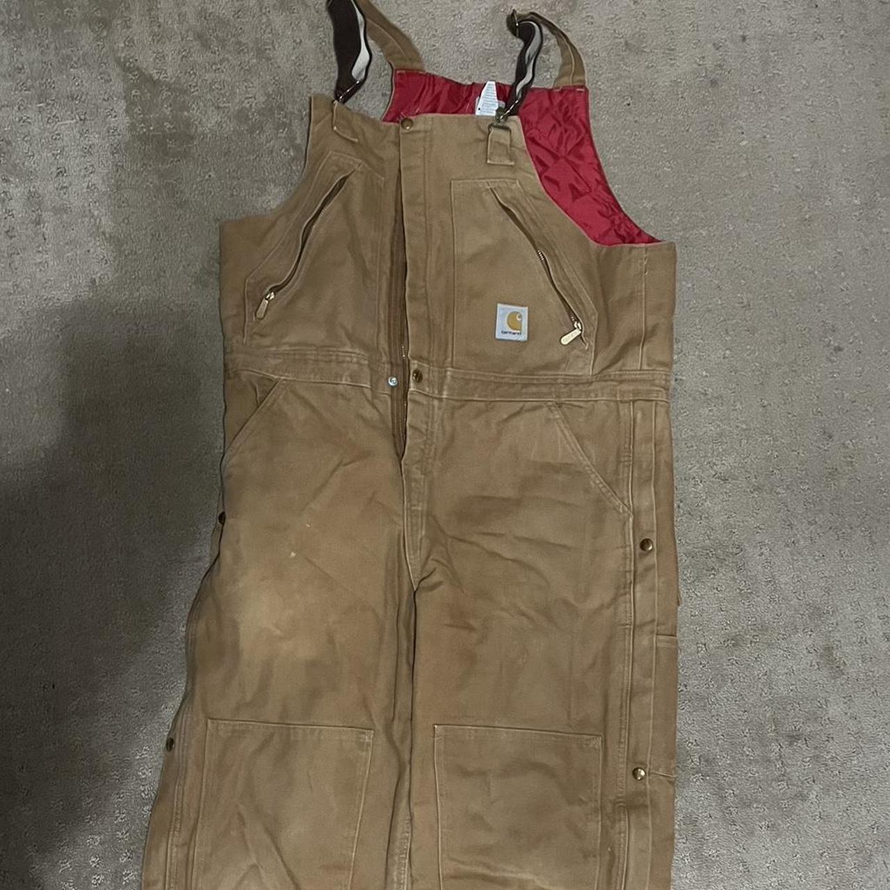 Tan Carhartt overalls Size 36x30 Taking offers - Depop