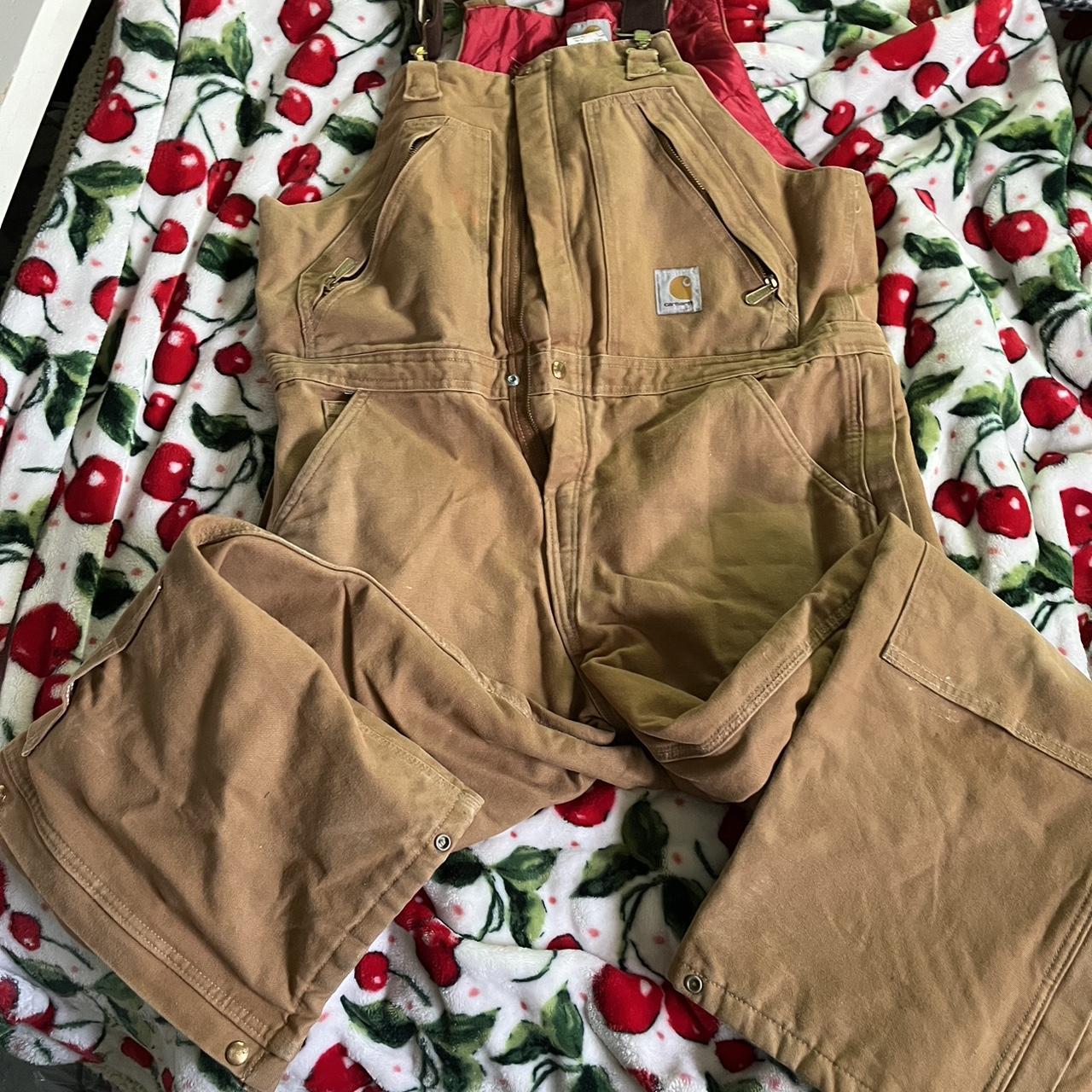 Tan Carhartt overalls Size 36x30 Taking offers - Depop
