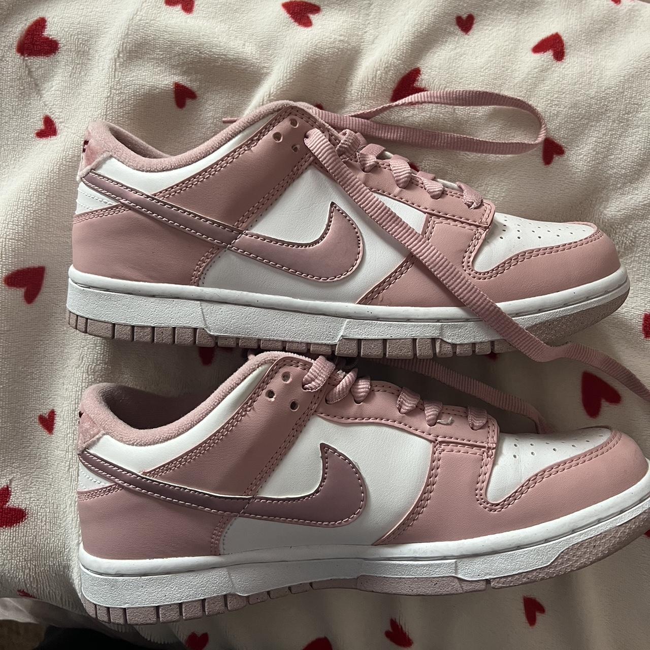 velvet pink dunks worn them once perfect... - Depop