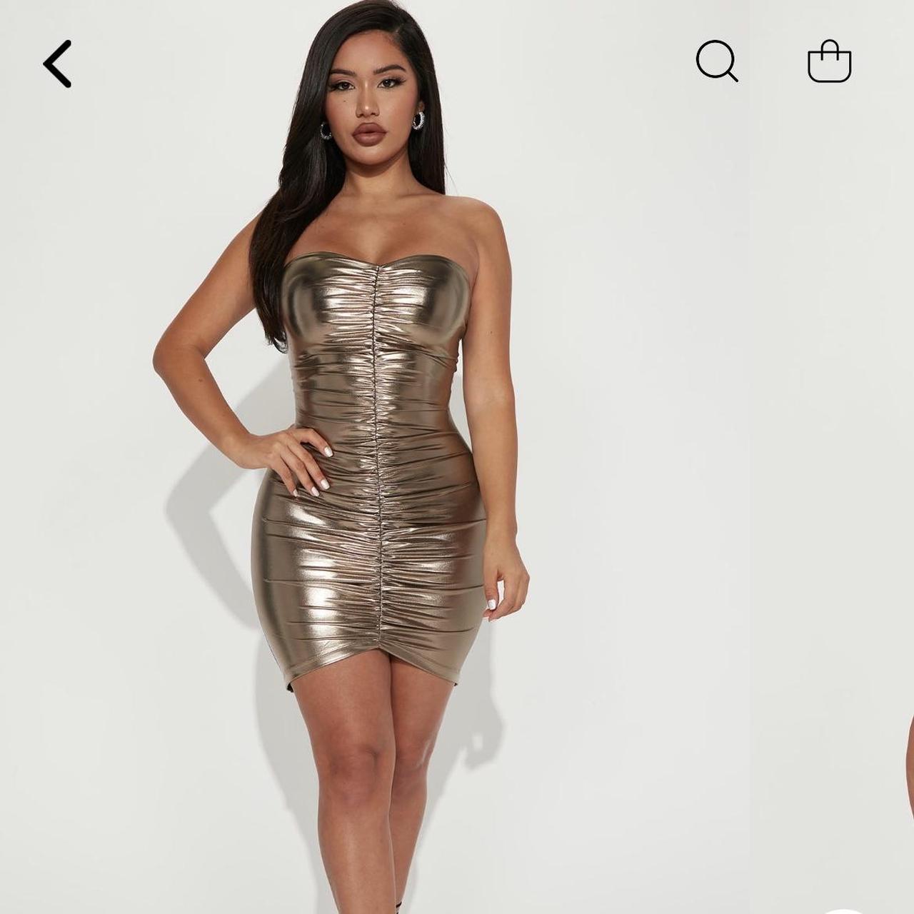 Metallic Mini Dress - Gold | Brand New never worn... - Depop