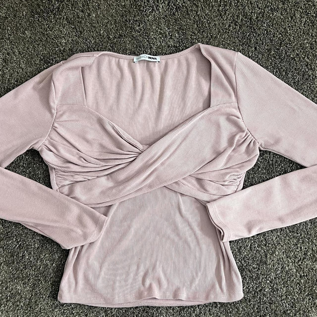 Medium FashionNova pink crossbody long sleeve New... - Depop
