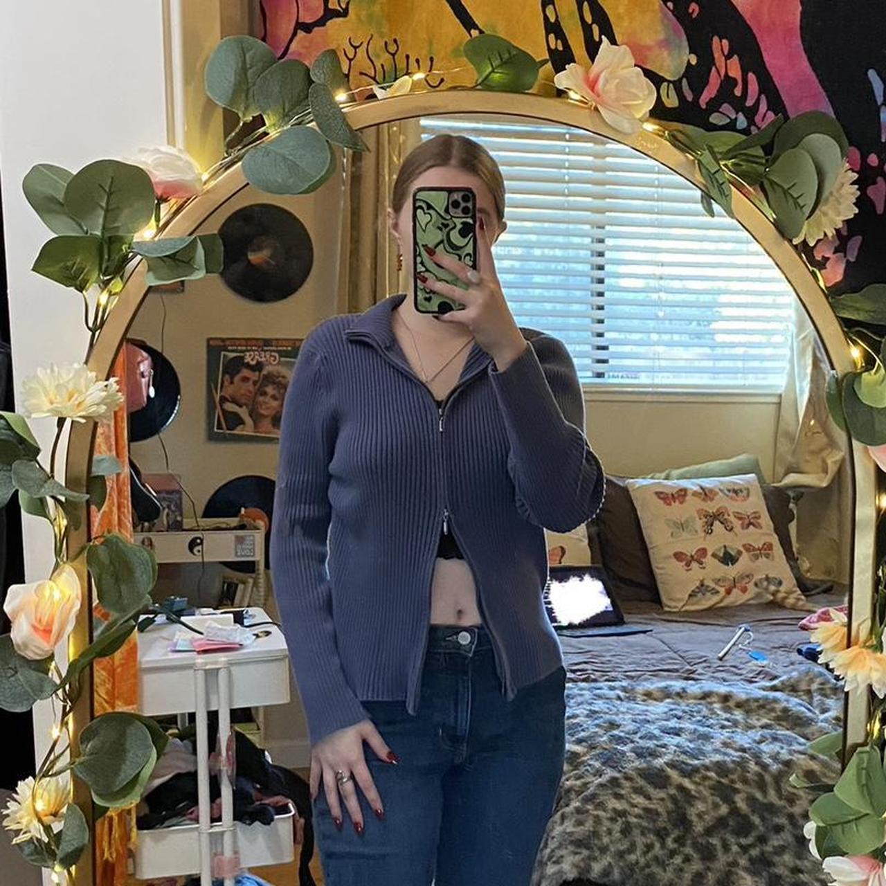 Vintage Y2K L.L. Bean Blue Ribbed Double Zipper... - Depop