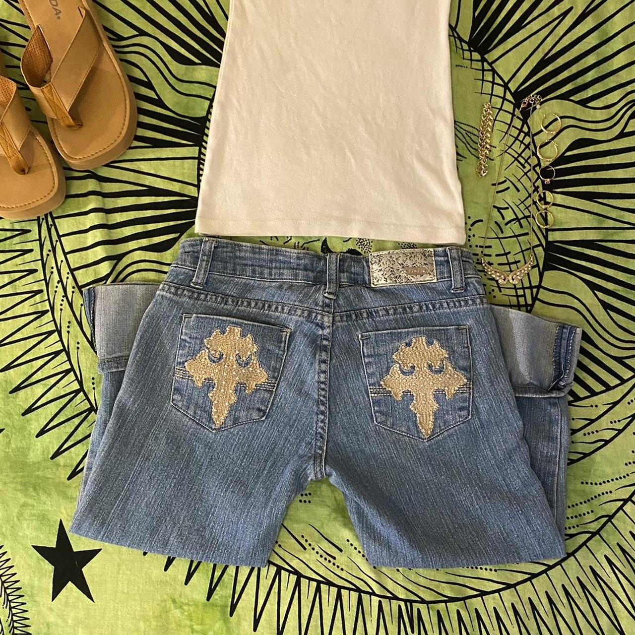 Vintage Early 2000’s Y2K Cross Rhinestone... - Depop