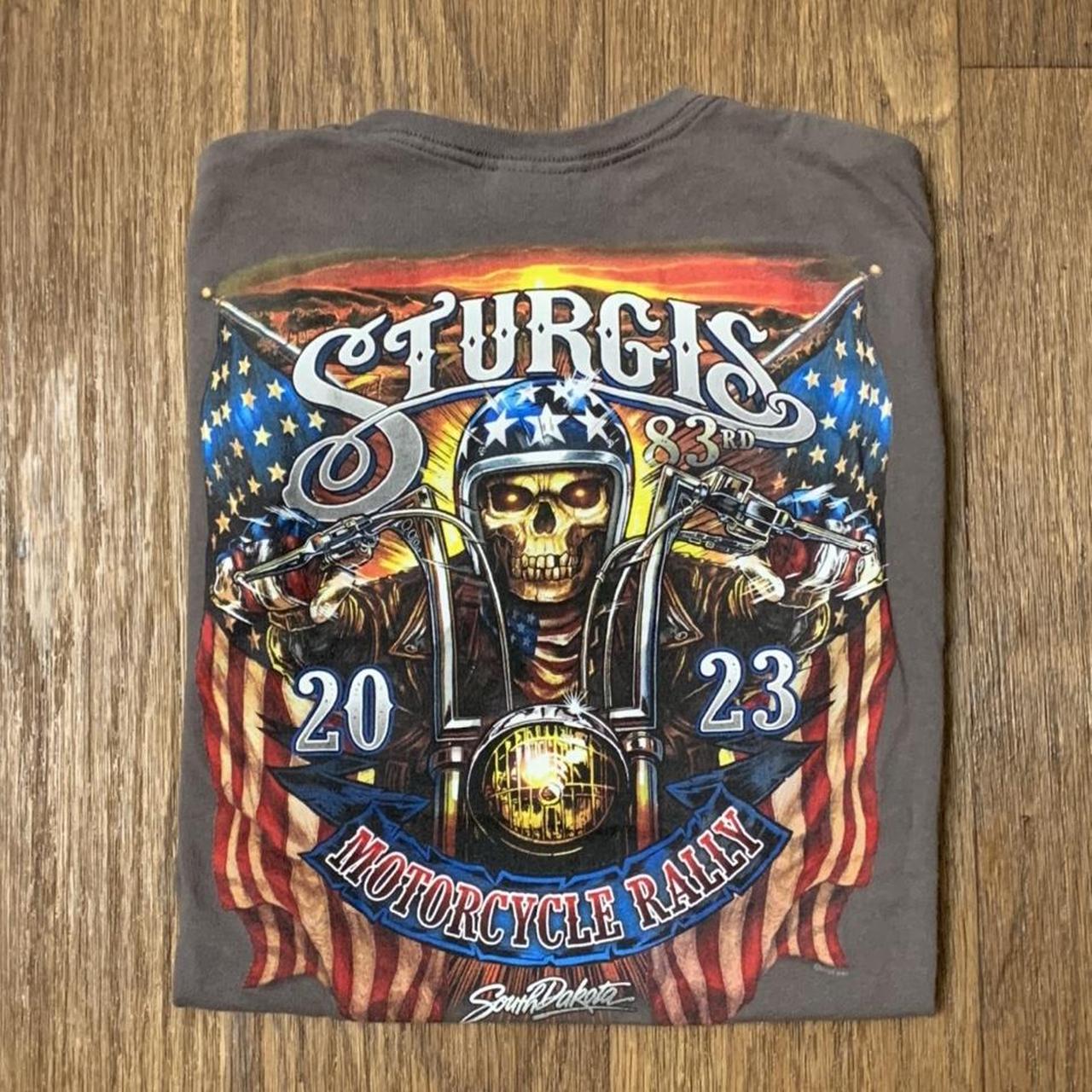 Sturgis Motorcycle Rally Skeleton Skull Rider Biker... - Depop