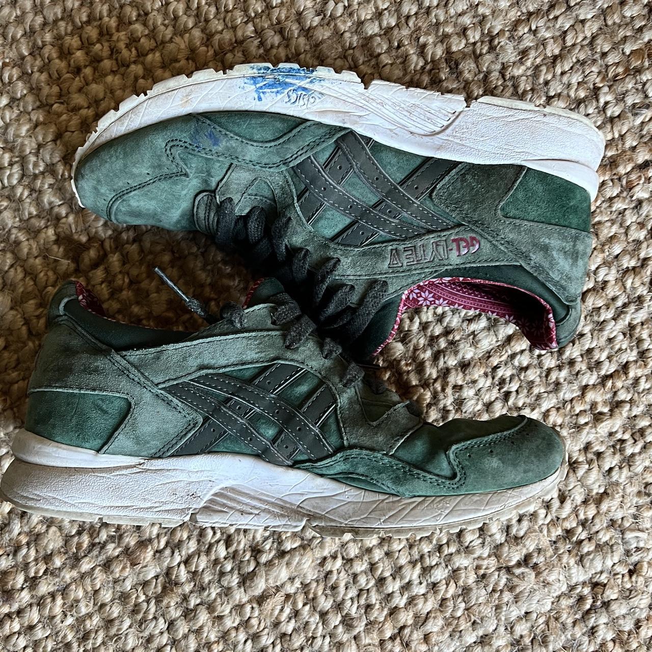 Green and white Asics Gel Kayano trainers... - Depop