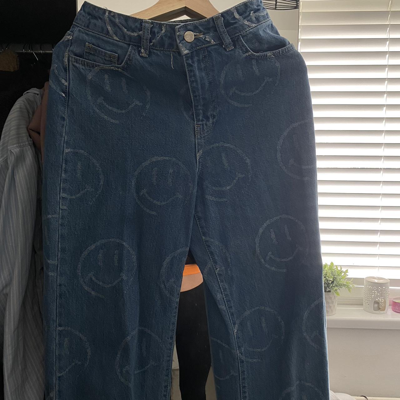 Oversized Smiley face jeans from boohoo So cool... - Depop