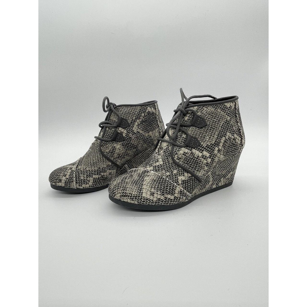 TOMS Womens Faux Snake Kala Round Toe Wedge Suede... - Depop