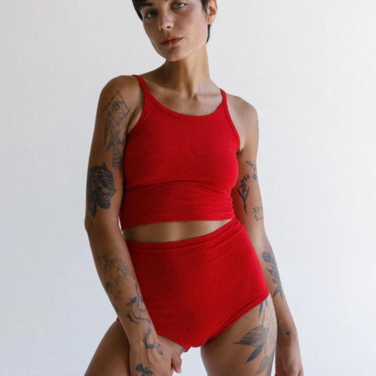 ARQ Cherry Red Crop Tank. So soft and stretchy.... - Depop