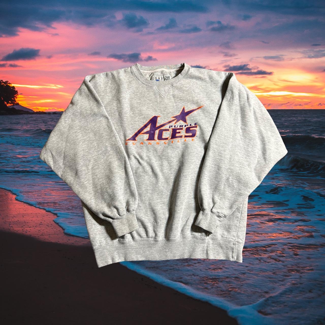 Early Y2K Evansville Purple Aces Gear crewneck 9/10... - Depop