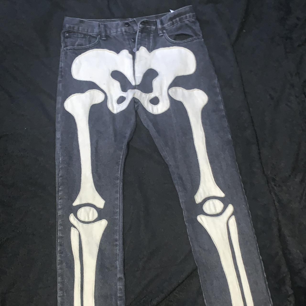 Black Skeleton y2k jeans vintage good quality. #y2k... - Depop