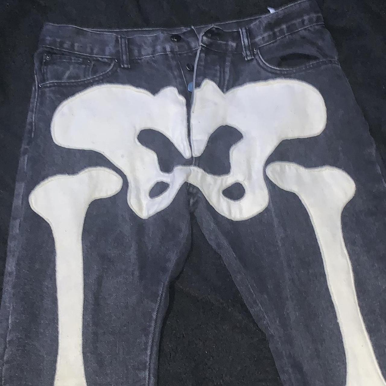 Black Skeleton y2k jeans vintage good quality. #y2k... - Depop