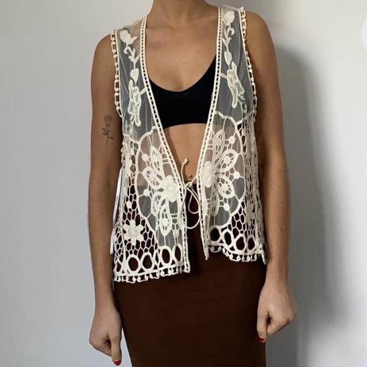 Fairy creamy throw over Tie up or leave undone Size M - Depop