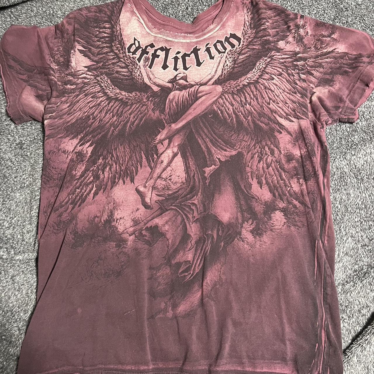 large red angel affliction VINTAGE 2000s SHIRT (... - Depop