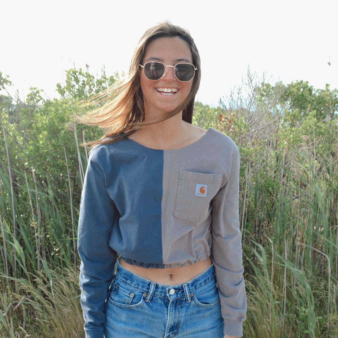 REWORKED SPLIT CARHARTT CROP TOP (SIZE M) ⚡️... - Depop