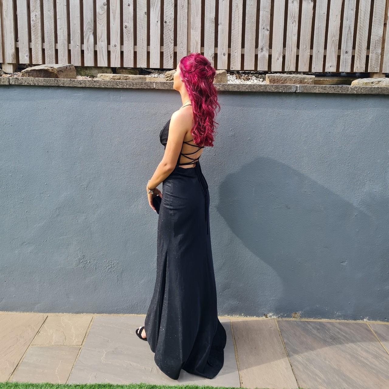 Black Lipsy prom dress Black glitter Tie lace up... - Depop