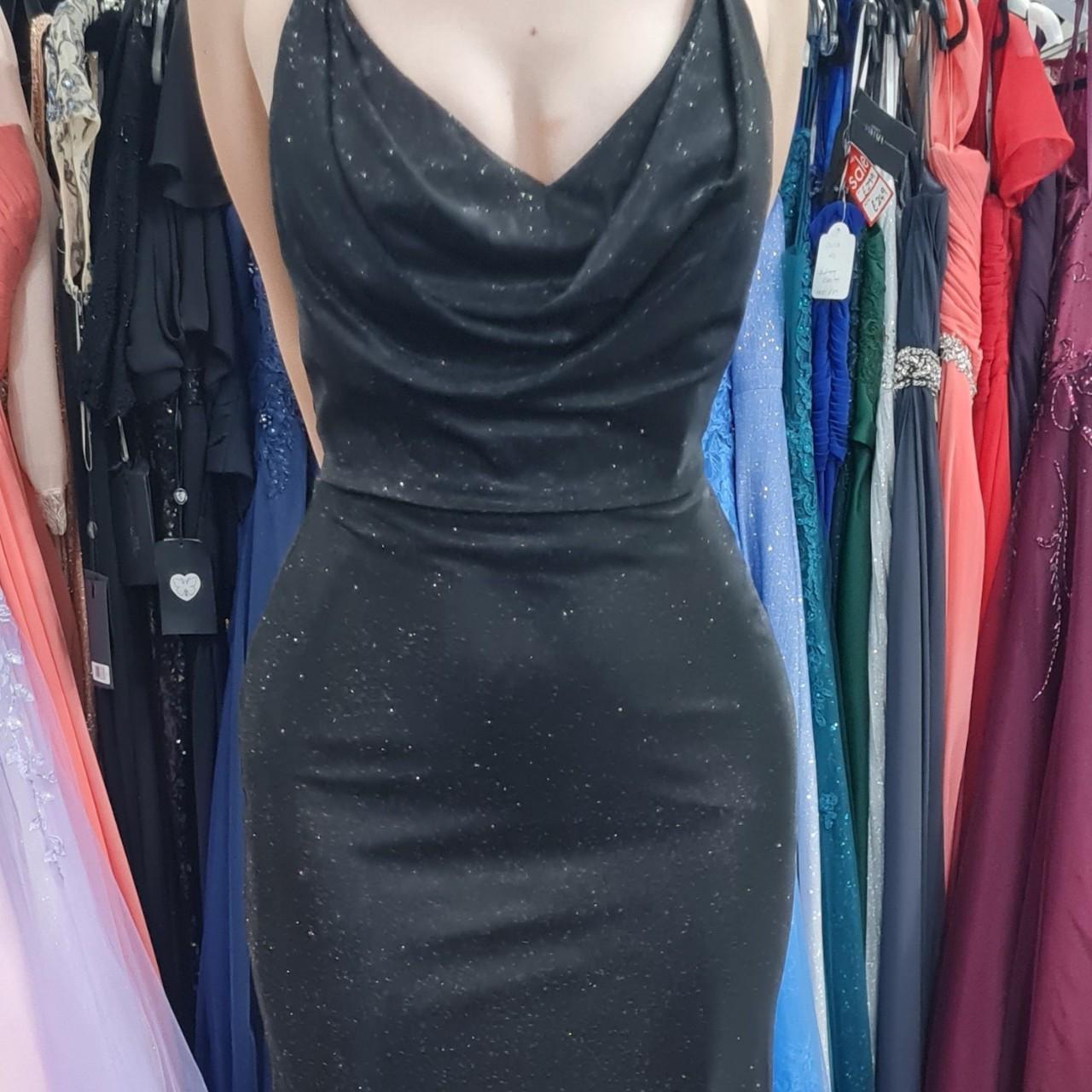 Black Lipsy prom dress Black glitter Tie lace up... - Depop