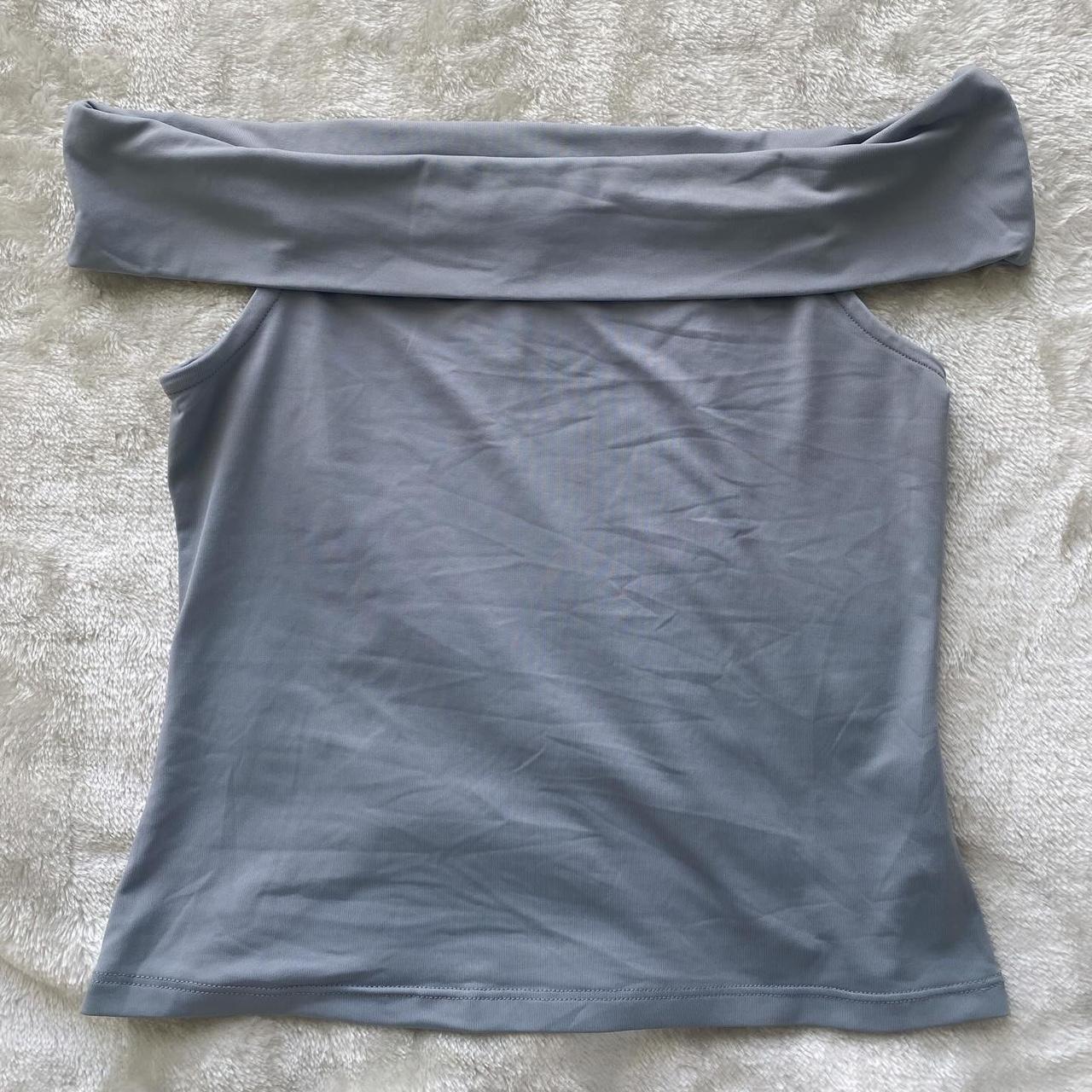 women’s dark grey luxe off the shoulder supré top -... - Depop