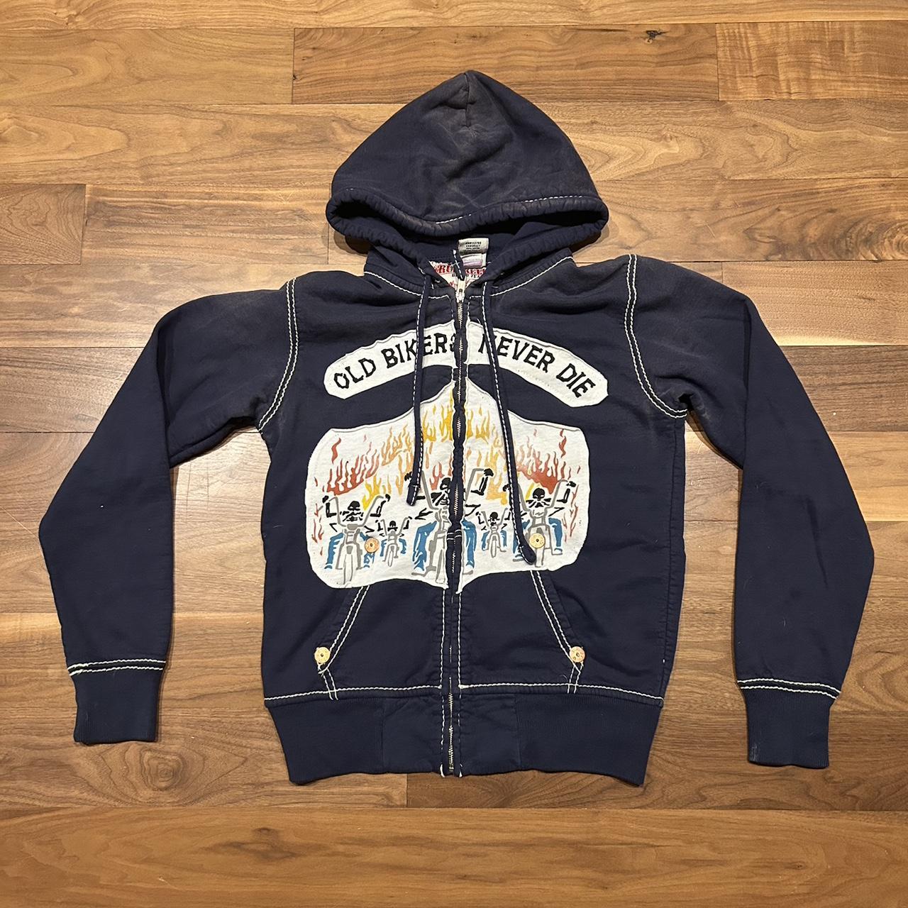 rare vintage true religion old bikers never die zip... - Depop