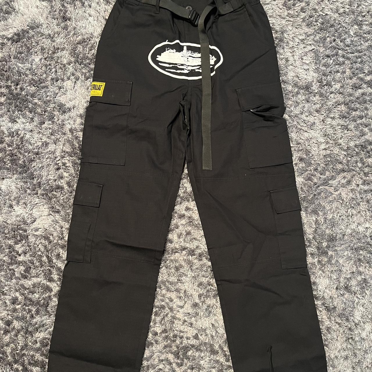Black white corteiz guerillaz cargos - Depop