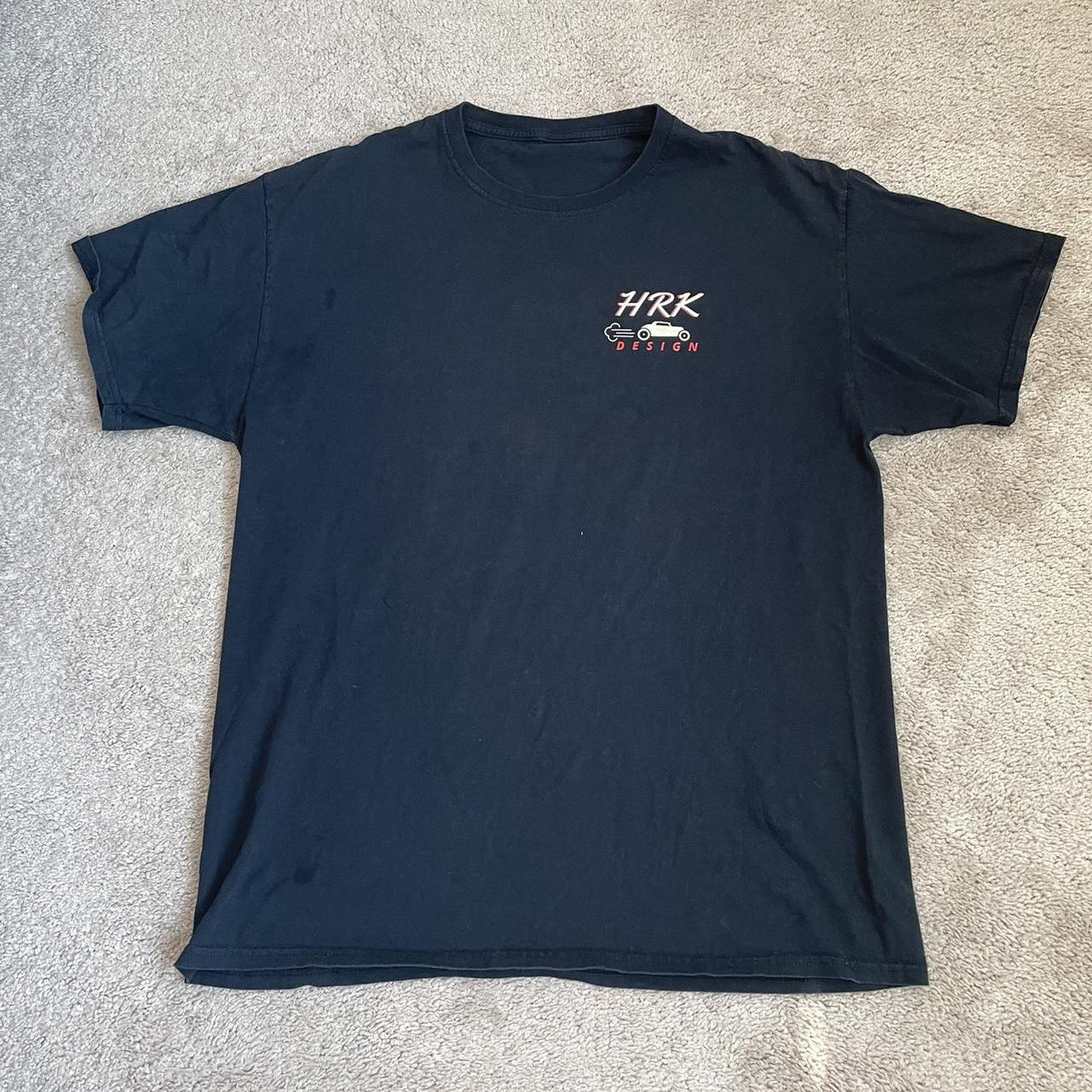 HRK design men’s crew neck t-shirt L black car... - Depop
