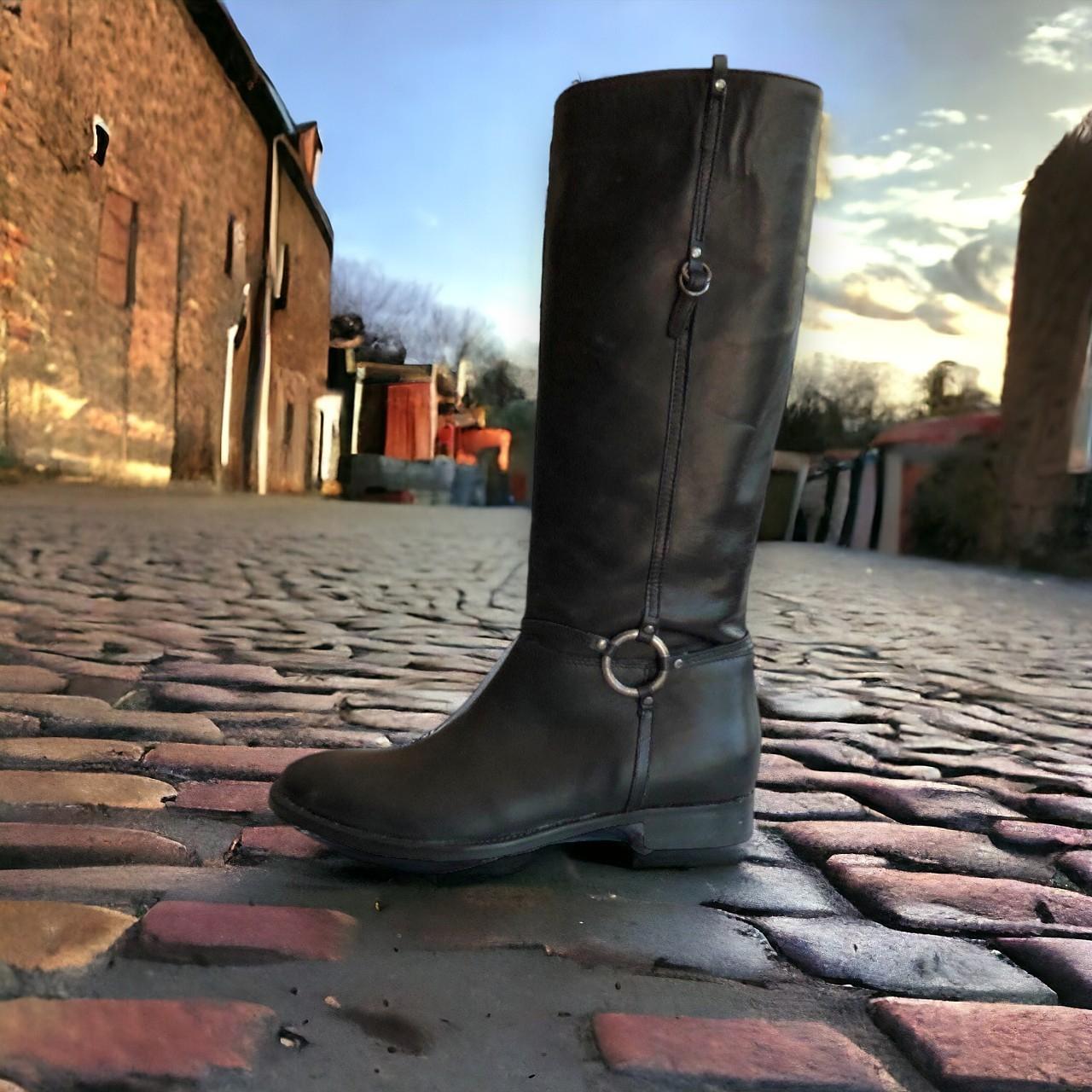 Laura Busi Black Equestrian Leather Riding Boots... - Depop