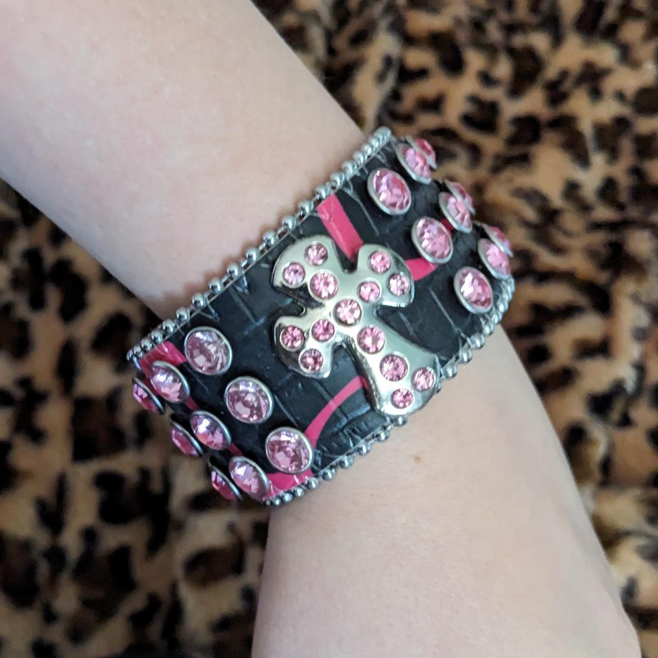 Y2k mcbling rhinestone bracelet - Depop