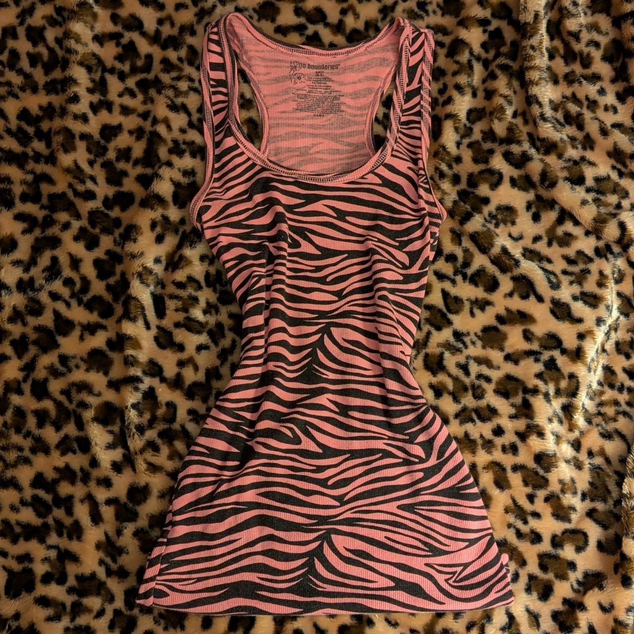 no boundaries pink zebra print tank top very good... | Depop