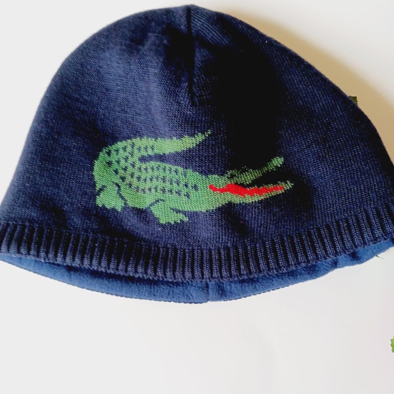 Navy blue Lacoste skull cap. Has lacoste gator on... - Depop