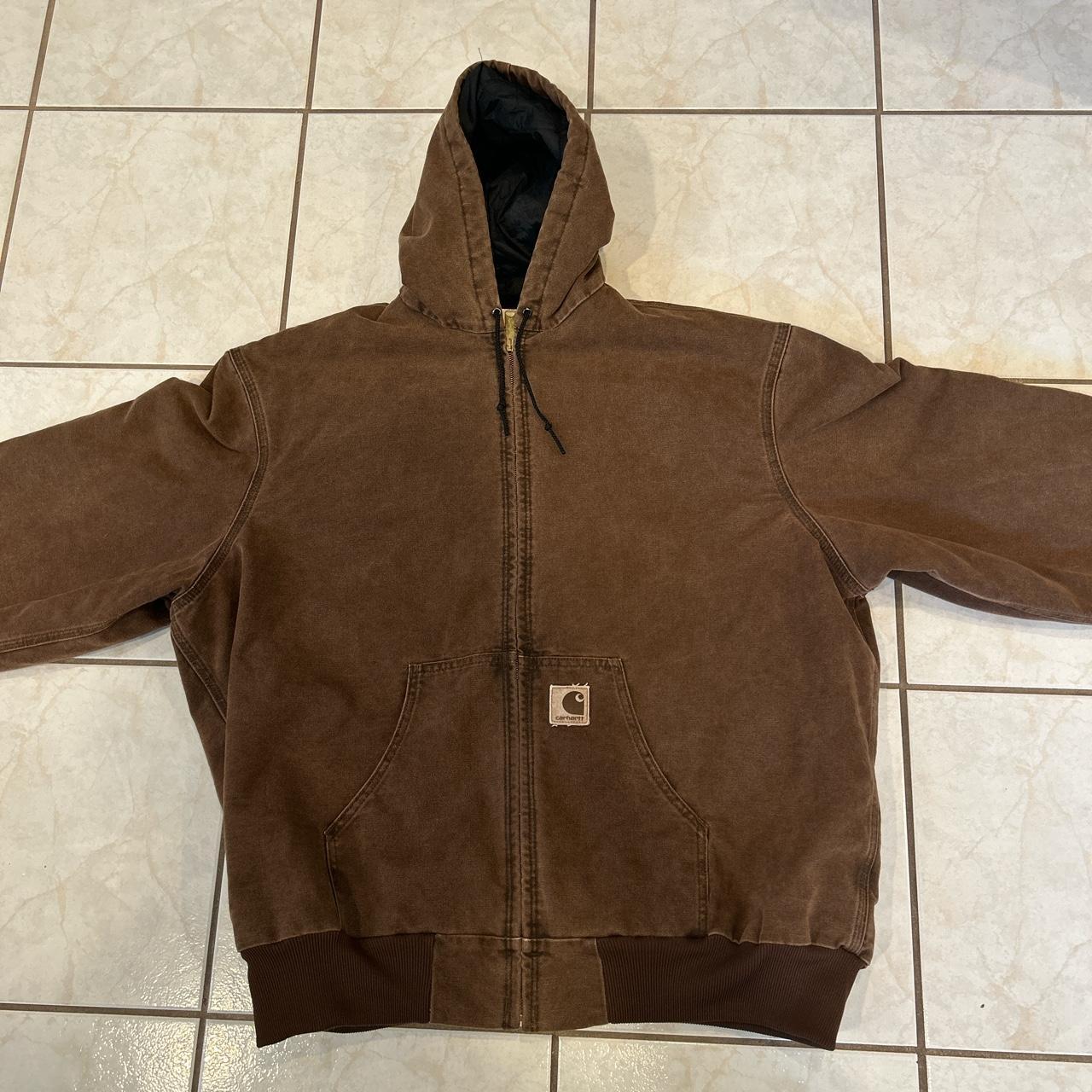 Mocha brown 98’ Carhartt jacket Leather tag Nicely... - Depop