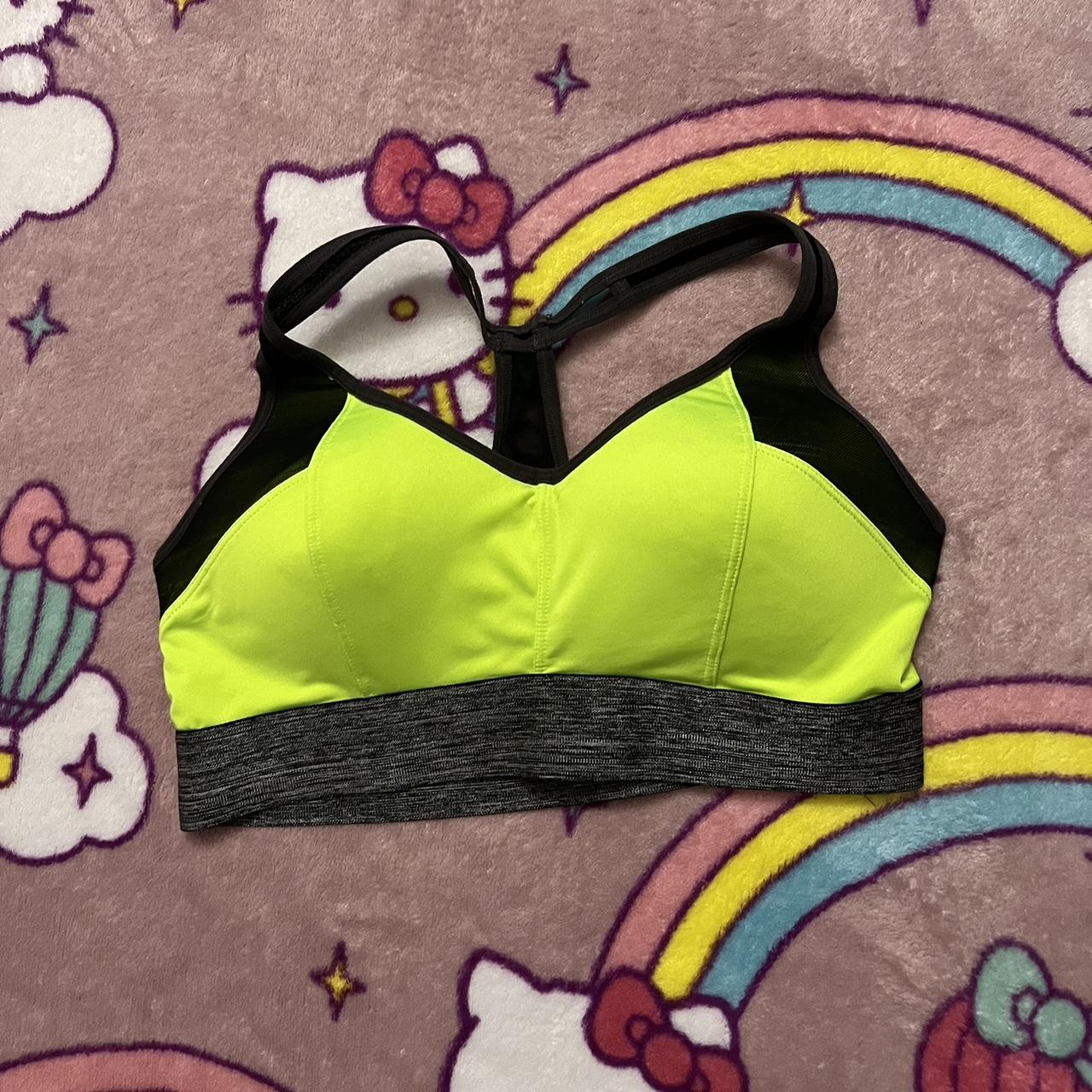 SO Intimates neon green sports bra w black and grey... - Depop